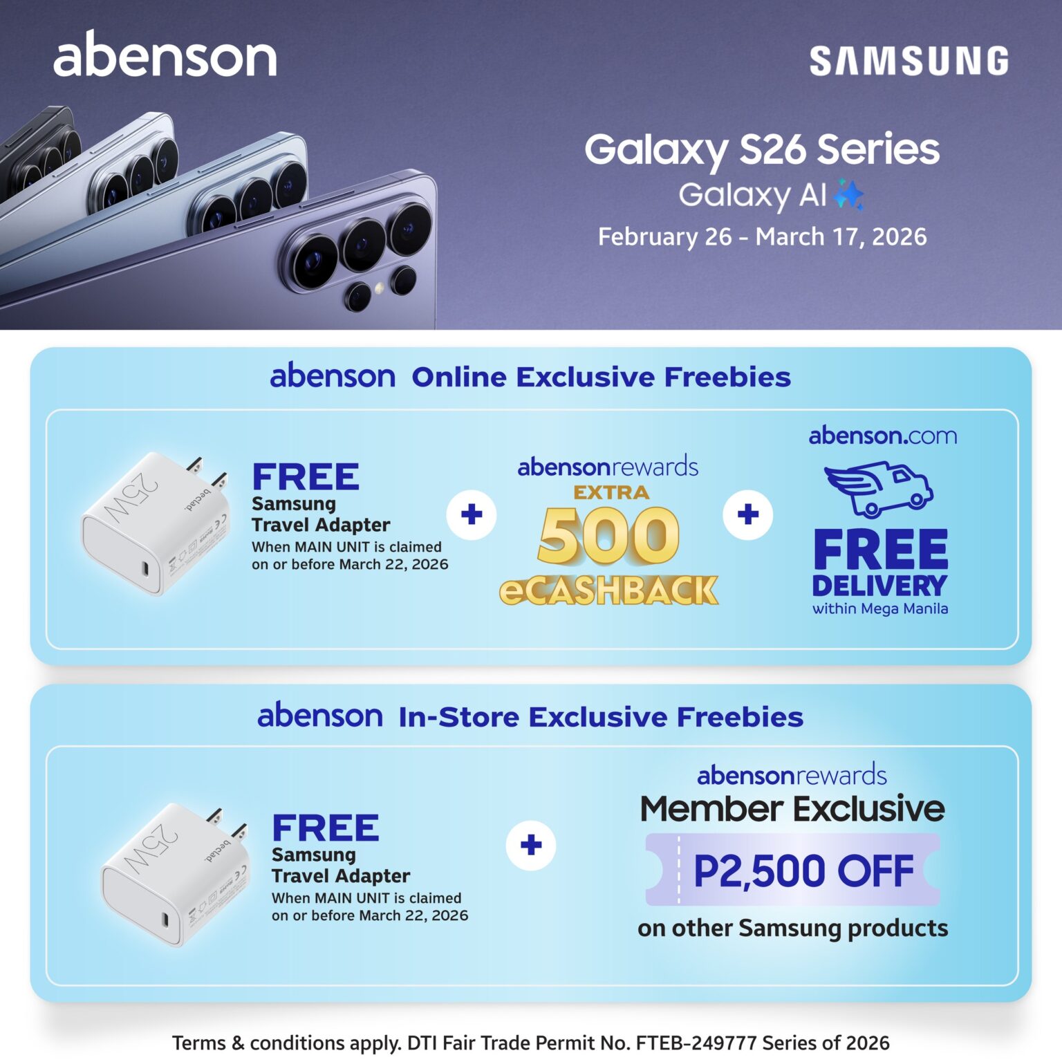 Abenson Adds Exclusive Freebies to Samsung Galaxy S26 Series Preorders ...